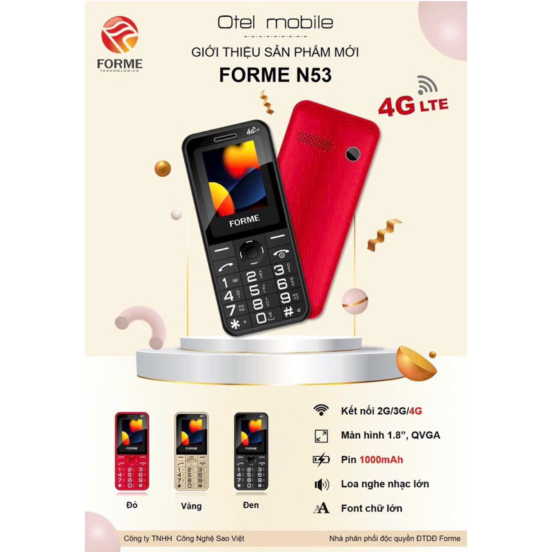 Điện Thoại FORME N53 Chính Hãng 2 SIM 4G - Điện Thoại Di Động MINH ĐỨC