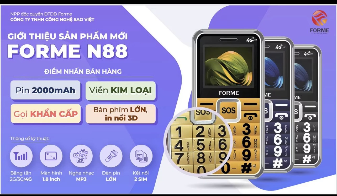 Điện thoại FORME N88 4G - Điện Thoại Di Động MINH ĐỨC